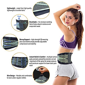 AllyFlex Sports® Lumbar Support - Back Brace For Men & Women Ergonomic Design and Lightweight Breathable Material Provide Back Support and Pain Relief for Waist - XS/S (25.0'' - 31.5'')