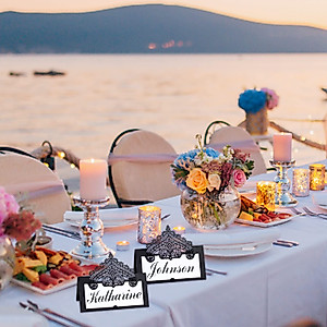 50 Pcs Laser Cut Wedding Place Cards Tented Name Card Folded Cards Blank Cardstock for Wedding, Banquet tables,Table Setting, Buffet, Baby Shower, Bridal Shower (Black)