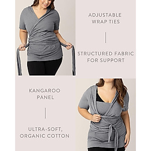 Kindred Bravely Organic Cotton Skin to Skin Wrap Top | Kangaroo Shirt for Mom and Baby (Grey Heather, Medium)