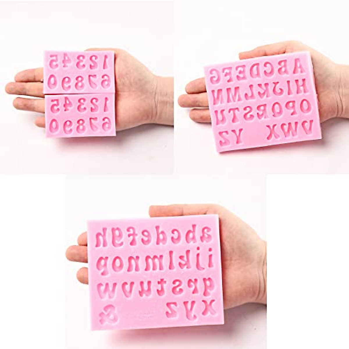 GELIFATLE Letters Molds and Numbers Molds, Silicone Fondant Mold Chocolate Molds, 0-9 Number and 26 Letters Silicone Molds for Baking Desserts and Cake Decoration (4 pack)