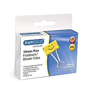 Rapesco Binder Clips, 3/4" Emoji Clips [Pack of 20]