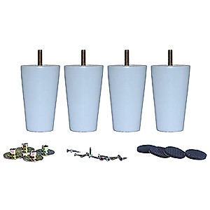 WEICHUAN White Round Solid Wood Replacement Sofa Couch Chair Ottoman Loveseat Coffee Table Cabinet Furniture Wood Legs(4" Set of 4)