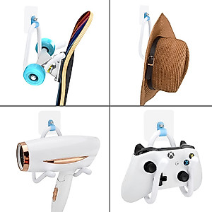 Linkidea Controller Wall Mount Holder Compatible with PS4/PS5/Xbox/Switch Controller, Multifunctional Adjustable Wall Clip Headphone Hook, VR Headset Hanger And Touch Controllers (White, 4 Pack)