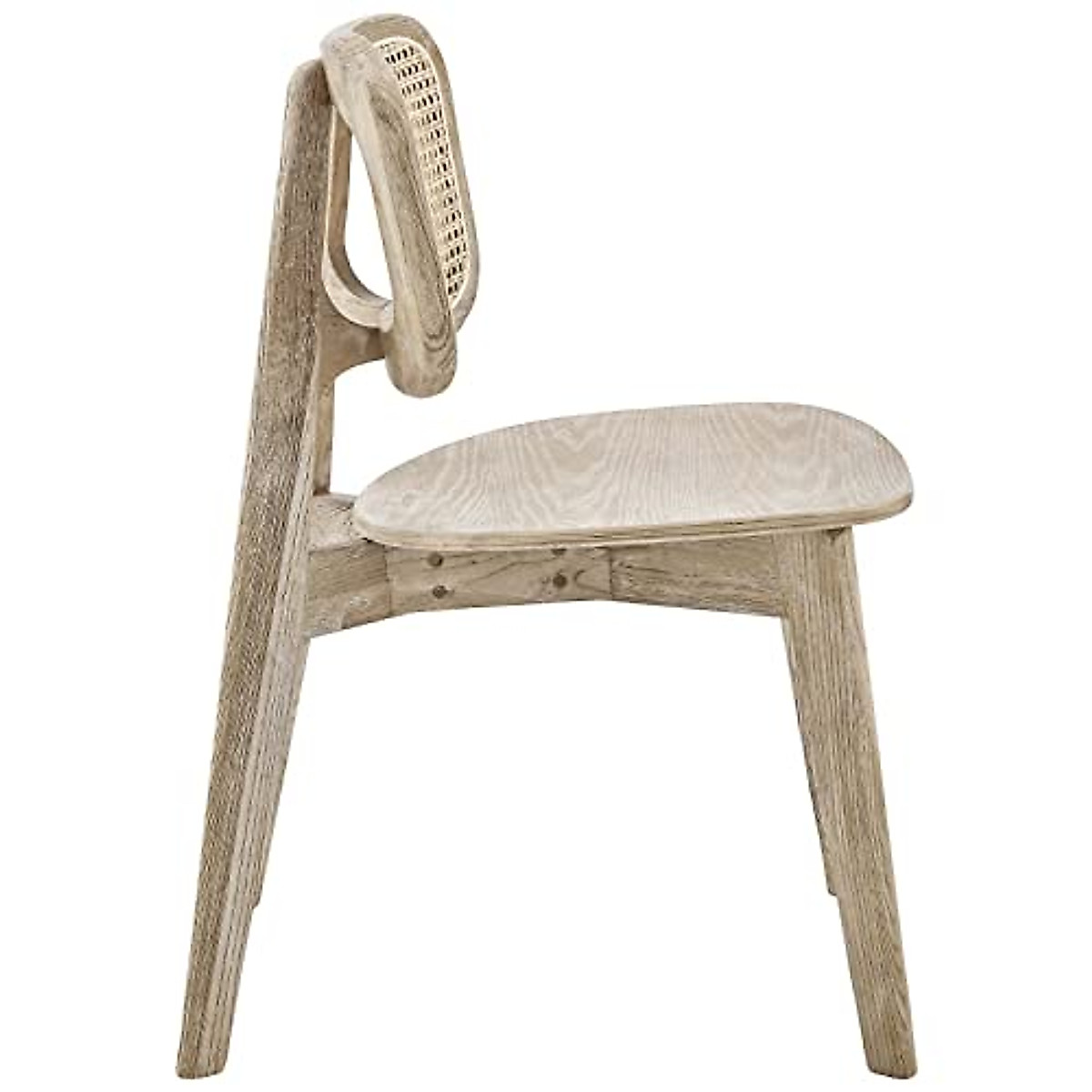 Modway Habitat Wood Dining Side Chair with Cane Rattan in Gray