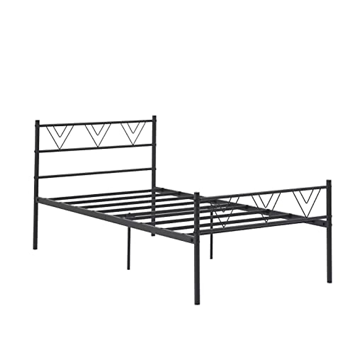 Liink1Ga Twin Bed Frames with Headboard, Twin Bed Frame No Box Spring Needed, No Squeaky, Easy to Assemble Twin Size Bed Frames, Victorian Style