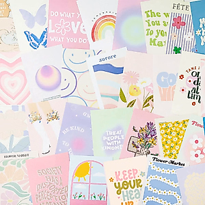 GENSTEUO 70pcs Danish Pastel Wall Collage Kit Aesthetic Pictures, Danish Pastel Room Decor Aesthetic, Cute Posters for Dorm, Wall Decor for Bedroom Teen Girl, Photo Collage Kit
