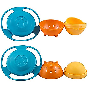 Song Qing Magic Gyro Bowl 360 Degree Rotate Spill-Proof Bowls with Lid Plastic Creative Dishes Practice Feeding Bowls
