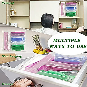 AXISNA Ziplock Bag Storage Organizer, Baggie Bags Drawer Organizer & Plastic Food Storage Bags Holder,Acrylic Baggie Organizer,Compatible with Gallon, Quart, Sandwich, Snap, Freezer, Slider Bags (Clear)