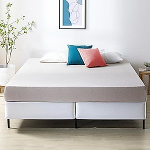 ZINUS No Assembly Metal Box Spring / 9 Inch White Mattress Foundation / Sturdy Metal Structure, Split King, Off-white