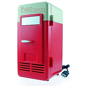 Mini USB-Powered Fridge Cooler for Beverage Drink Cans in Cubicle and Home office (Red)