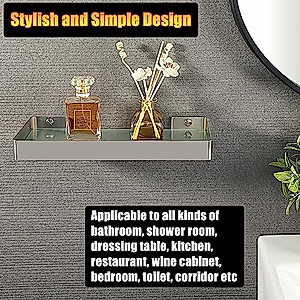 Alise Glass Shelf Bathroom Shelves Wall Mount,Floating Shelves for Bathroom,12 Inch Rectangular Tempered 1 Tier Glass Holder Rack Storage Organizer,Brushed Nickel GDL3300-LS