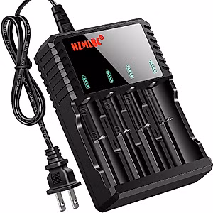18650 Battery Charger Universal Smart Charger with LED Indicator for 3.7V Li-ion 26650 18500 16650 14500 Rechargeable Batteries (4-Slot)