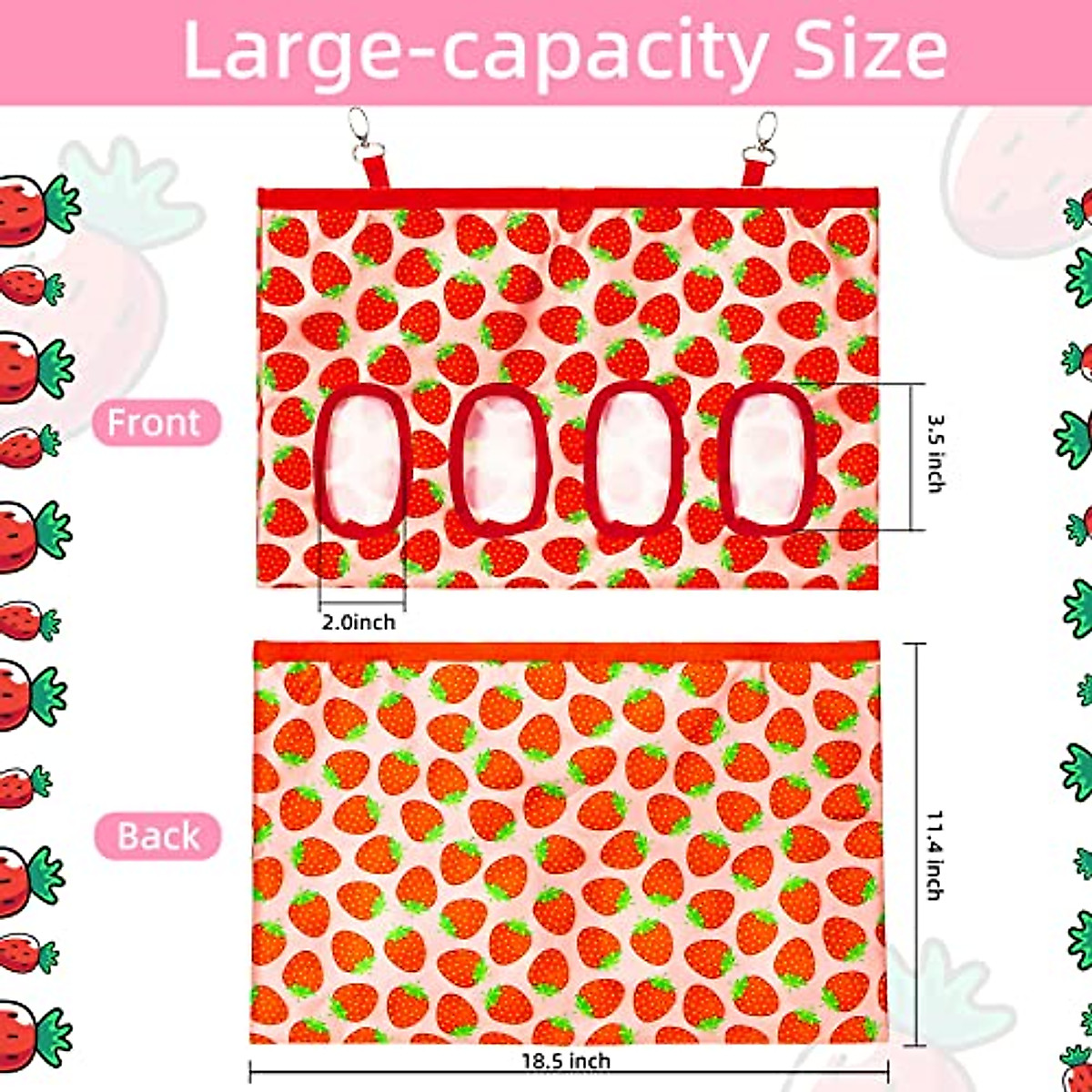Terossy 2PCs Large Capacity Hay Feeder Rabbit, Mess-free Hanging Hay Feeder for Guinea Pigs, Hay Bag for Rabbits Bunny Chinchilla Hamster, Chew Proof Waste-free, 2Holes+4Holes, 9.8x11.4+11.8x18.5 Inch