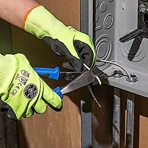 Klein Tools J2000-48 Pliers, Diagonal Cutting Pliers with Angled Head, Heavy-Duty to Cut ACSR, Screws, Nails, and most Hardened Wire, 8-Inch