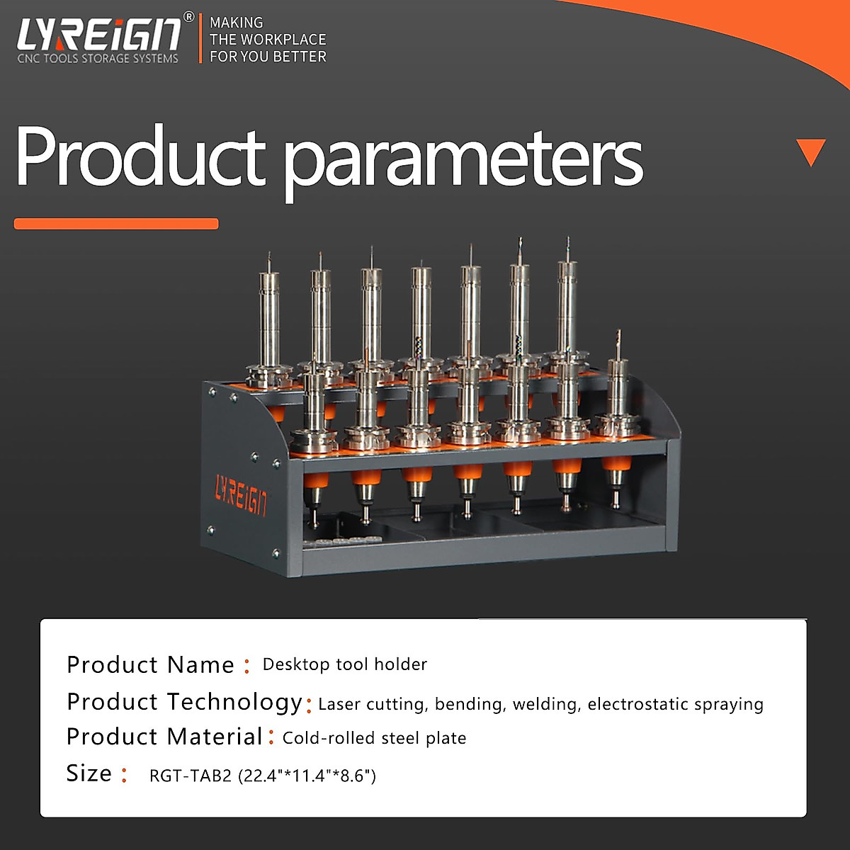 LYREIGN BT40 CNC Tool Rack, CAT40 CNC Tool Holder Keeper on Desktop Placed for CNC Machine Equipment, CNC Tool Storage System for Warehouses Machining Centers