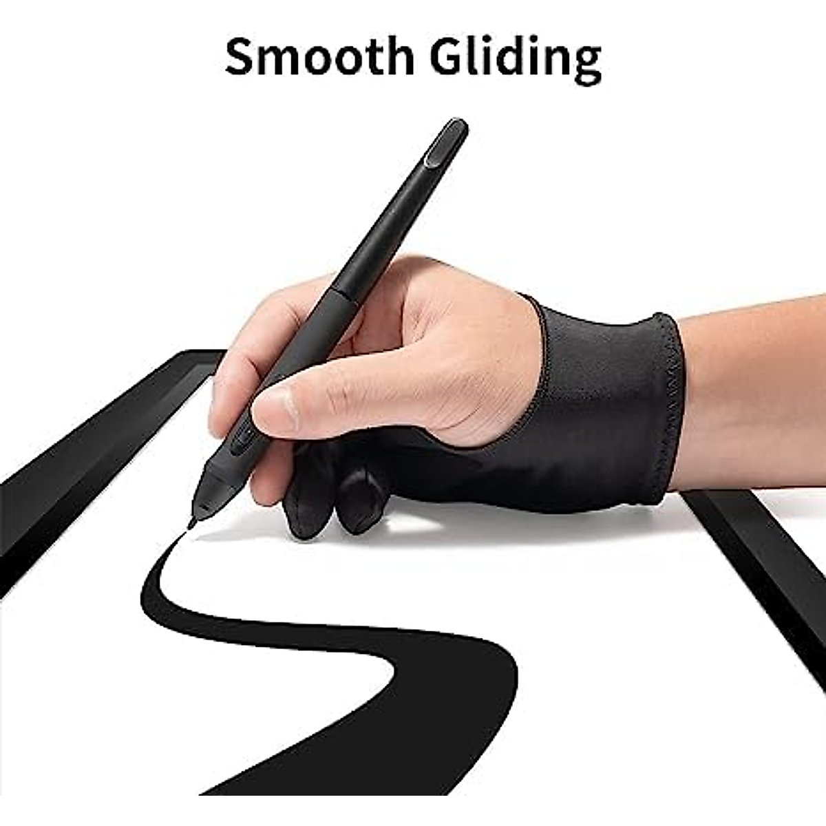 UGEE 2 Pack Artist Glove，Drawing Tablet Universal Sizes Glove，Computer Graphic Tablet Golve with Two Finger for Right Hand or Left Hand，Draw，Sketch