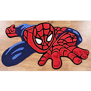 Spider Man Shape 2'3"x4' Handmade Tufted 100% Spiderman Woolen Boys & Girls Area Rugs Carpet