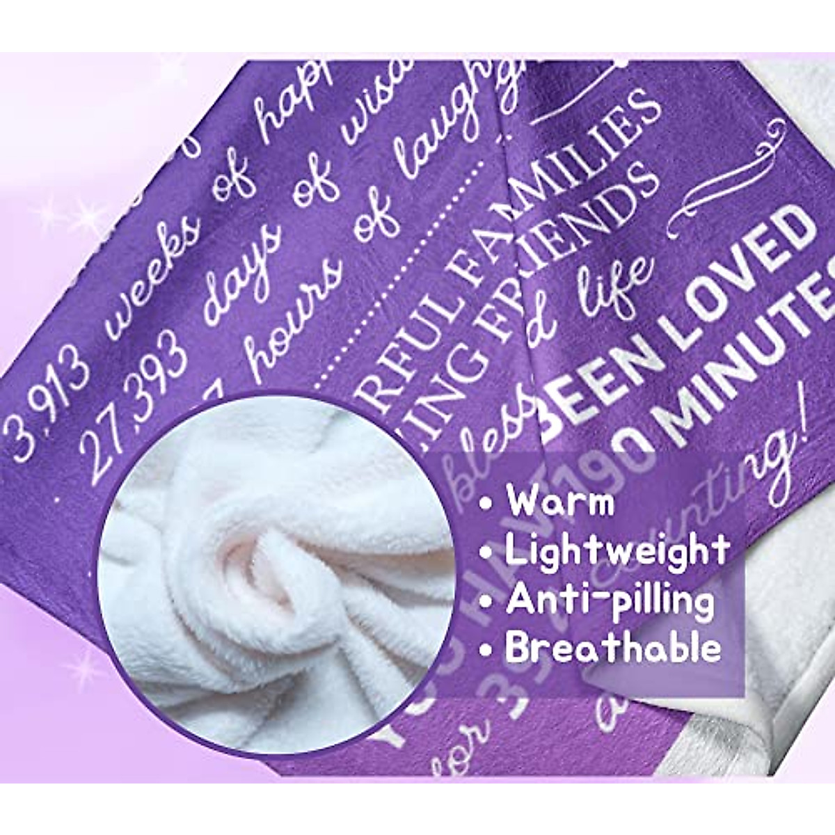 InnoBeta 75th Birthday Gifts for Women, Birthday Presents for 75 Year Old Women - 75 & Sensational - Grandma, Greatgrandma, Mom, Aunt, Sister - Flannel Throw Blanket - Purple, 50"x 65"