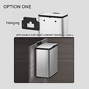 ELPHECO Kitchen Compost Bin, 2 Gallon Brushed Stainless Steel Hanging Trash Can, Kitchen Cabinet Door Under Sink Garbage Can Compost Bin Wall Mounted Slide Open, Upgraded Packaging