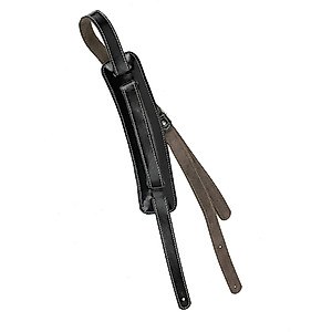 Walker & Williams C-19 Classic Black Vintage Style Rockabilly Guitar Strap Premium Signature Soft Grain Leather Extra Long For Acoustic, Electric, And Bass Guitars