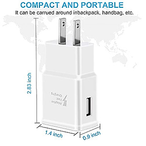 Adaptive Fast Charging Block USB Wall Charger Plug Adapter Compatible with Samsung Galaxy S21/S21+/S21Ultra/S20/Note 20/10/S10 S10e S9 S8 S7 S6 Edge Plus Active, Note 8 9 Quick Charge (2 Pack) (White)