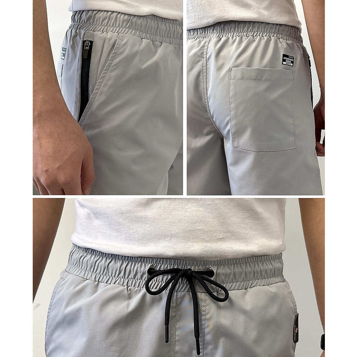 Southpole Men's Quick-Dry Water Resistant Nylon Shorts Inseam 7", Grey, Small