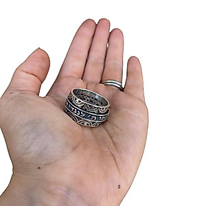 Baltinester Handmade Hebrew This Too Shall Pass Meditation Spinning Barrel Ring in 925 Sterling Silver Jewish Jewelry Size 7 Jewelry