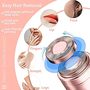 Flawless Replacement Heads Compatible with Finishing Touch Flawless Facial Hair Removal Gen 1 Rose Gold（6PCS）With Cleaning Brush and Storage box