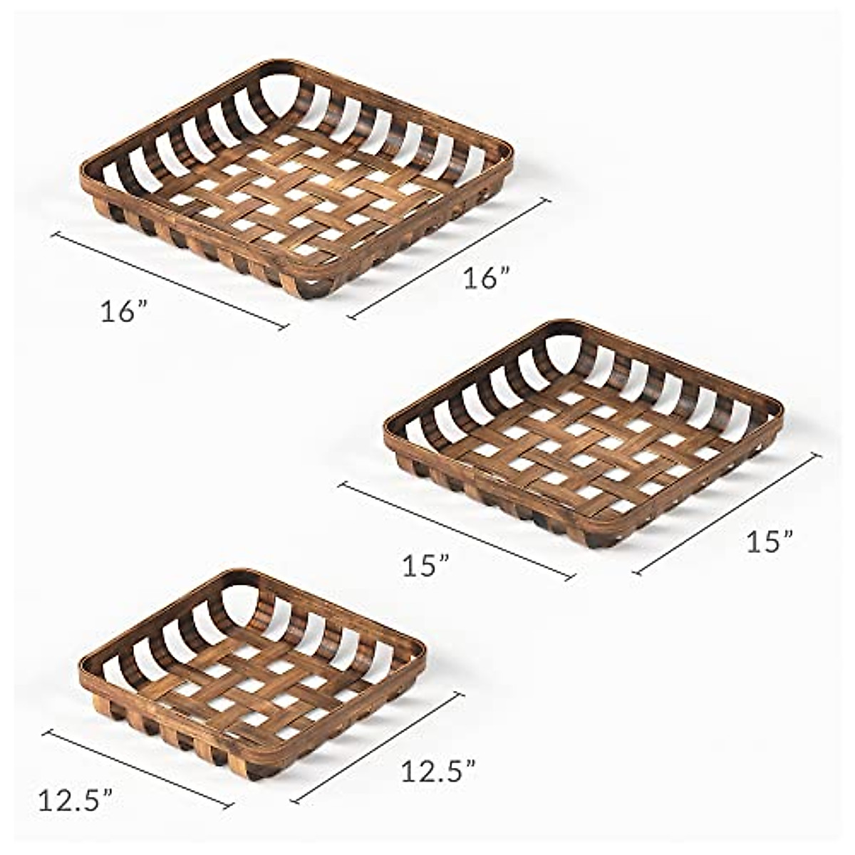 Barnyard Designs Tobacco Baskets Rustic Vintage Farmhouse Nesting Trays, Set of 3