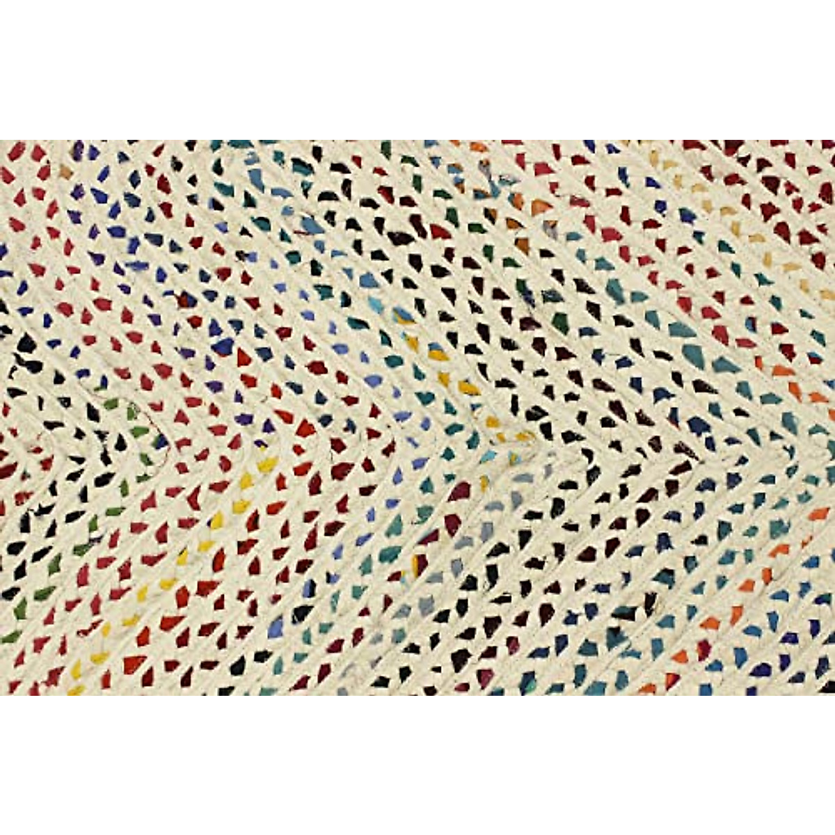 CASAVANI 100% Hand Braided Jute & Cotton Rag Rug Geometric Multipurpose,Multicolor Hard Shape Circle Area Rug Best Uses for Farmhouse,Bedroom,Nursery Room,Kids Room 5x5 6x6 4x4 Feet Round