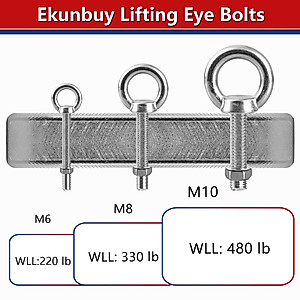 Lifting Shoulder Eye Bolts, Ekunbuy Screw Bolt 304 Stainless Steel Heavy Duty Lifting Ring Threaded Eyebolts with Washers and Nuts for Indoor Outdoor