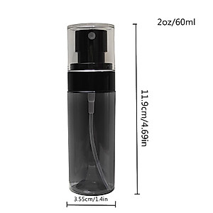PimyRcyi 2oz Small Travel Spray Bottle Empty 60ml Transparent Black Fine Mist Toner Plastic Bottle(6pcs,Black)