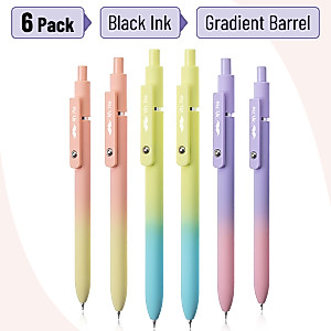 Mr. Pen- Retractable Gel Pens, 6 Pack, Gradient Color Barrels, Black Gel Pens, Fast Dry, Gel Pens Fine Point 0.5mm, Retractable Pens, Cute Pens, Gel Ink Pens, Aesthetic Pens for Journaling