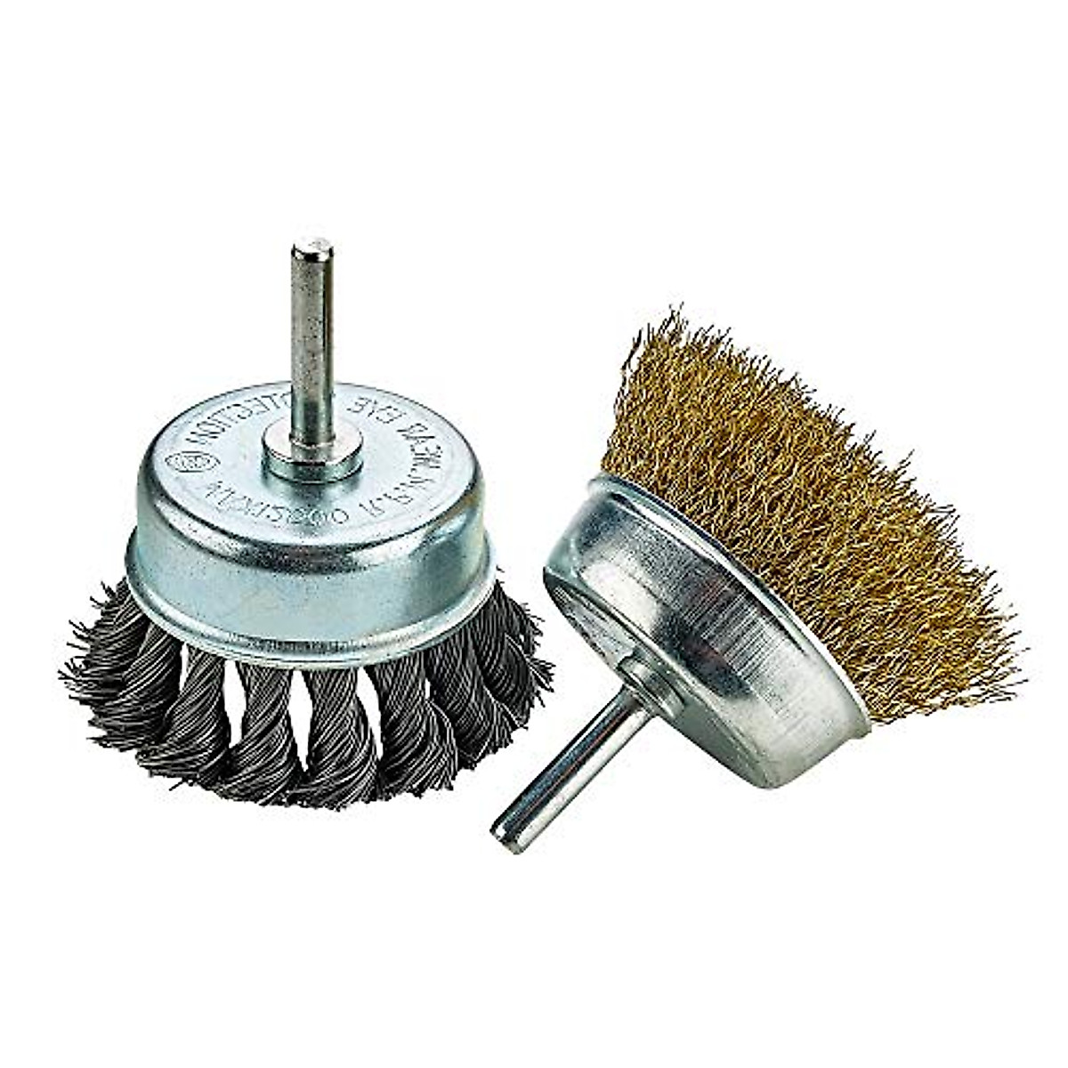 Katzco Wire Wheels Brush - 2 Pack Knotted and Crimped Cups for Rust Removal, Corrosion and Paint - Hardened Steel Wire for Reduced Wire Breakage and Longer Life