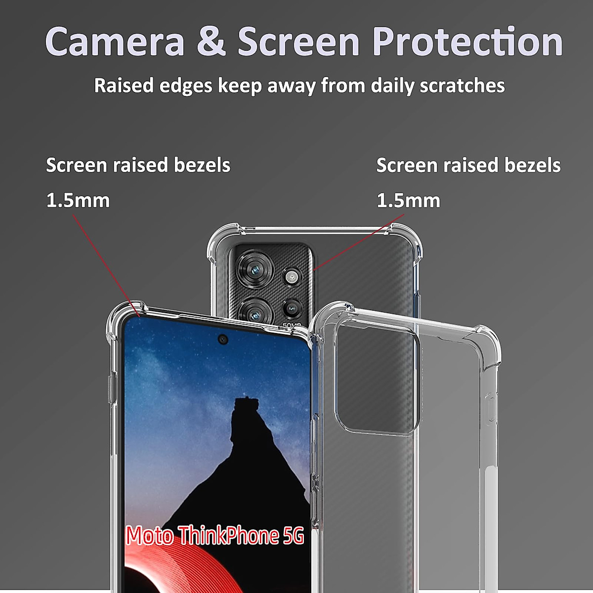 USTIYA Case for Motorola Moto ThinkPhone Clear TPU Four Corners Protective Cover Transparent Soft