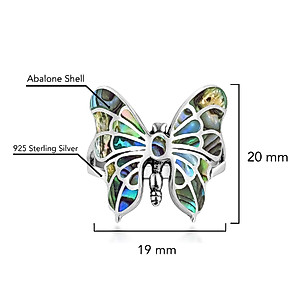 AeraVida Exotic Graceful Butterfly Abalone Shell Inlay .925 Sterling Silver Ring | Casual Comfort Fit Silver Rings for Women | Butterfly Ring | Gift for Women (8)
