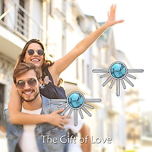 KQF Tiny Sun Stud Earrings for Women Moonstone Turquoise Opal Sterling Silver Earrings