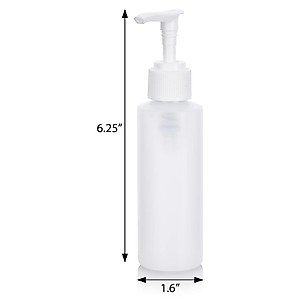 JUVITUS 4 oz Clear Natural Refillable Plastic Squeeze Bottle with White Lotion Pump Dispenser (6 Pack)
