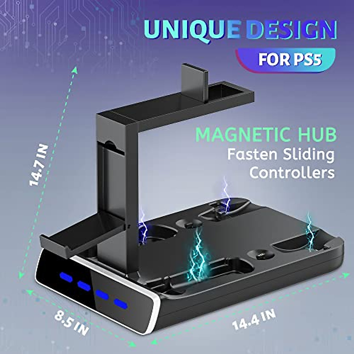 PSVR2 Controller Charging Dock with LED Light， VR Stand Display Your PSVR2， Charging Compatible with PS5 Controller Charger， Playstation VR2 Handle, Charging Cable, Seat Charger