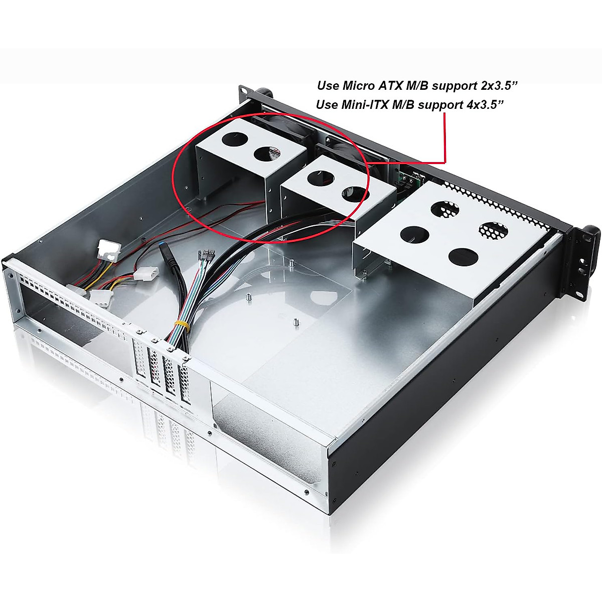 RackChoice 2U Micro ATX Compact Rackmount 2 x 5.25 Chassis Support ATX PS2 PSU with 120mm Fan on top, USB3.0 with 2.0 Adapter