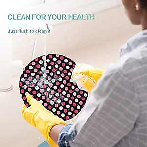 Pink Polka Dot Glass Cutting Board Round Kitchen Decorative Chopping Blocks Mats Food Tray for Men Women