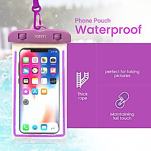2 Pack Waterproof Phone Pouch Floating, Color Pink and Purple, Waterproof Cellphone case, Water Resistant Phone Holder Bag Phones and iPhones Samsung Galaxy up to 6.9"