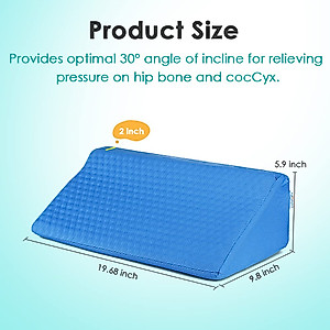 NEPPT Pillow Wedge for Sleeping After Surgery Bed Incline Pillow Foam Wedge Cover Patient Turning Device Prevention Bed Sores Relieve Back Pain Pregnancy Body Positioners (Blue - Gel)