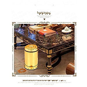 CZDYUF Golden Pedal Metal Trash Can Upscale Hotel Villa Kitchen Living Room Bathroom Covered Garbage Storage Bucket Dustbin ( Size : 10L )