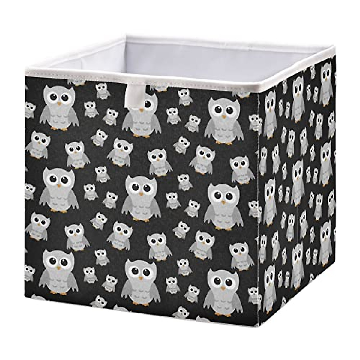 Gray Owls Black Storage Basket Storage Bin Rectangular Collapsible Storage Containers Towel Storage Organizer for Childrens Toys Playroom