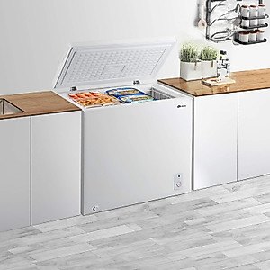 KEG 7.0 cu ft Top Chest Freezer with Adjustable Thermostat and Removable Storage Basket, Freezing Machine for Home and Kitchen