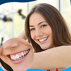 61 Pcs Tooth Gem Kit DIY Teeth Jewelry Dental Teeth Gems Reflective Teeth Diamonds Kit Artificial Crystal Tooth Ornaments Jewel with Applicator Sticks Dot Drill Pen Cotton Sticks(White,Colorful,Blue)