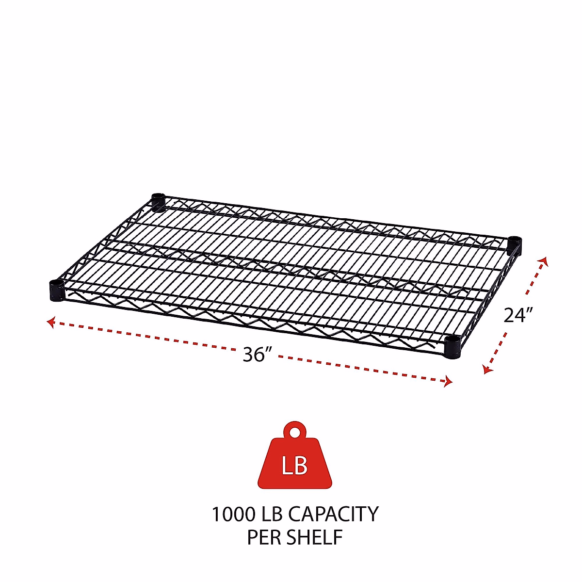 Alera SW583624BL Industrial Extra Wire Shelves, 36w x 24d, Black (Case of 2)