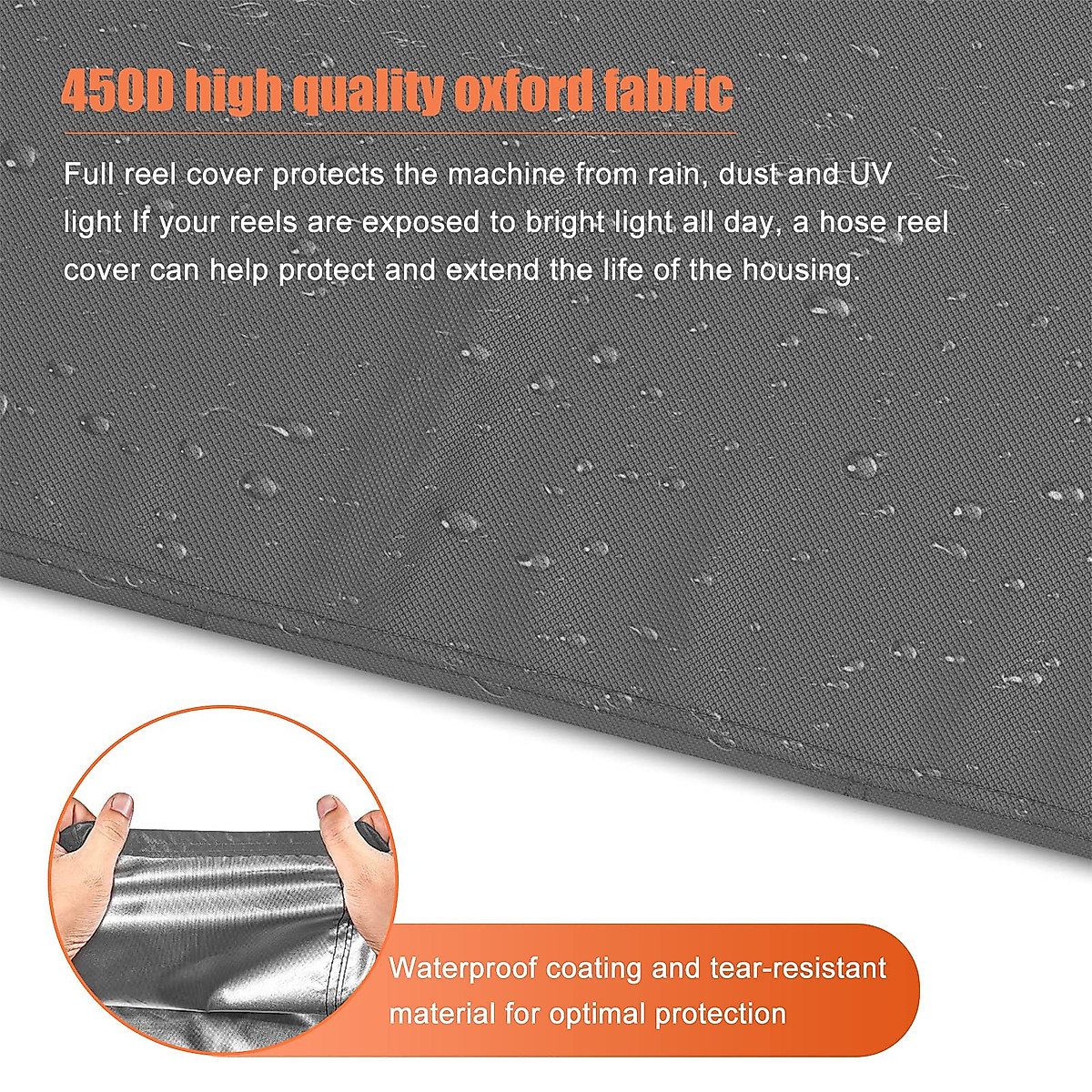 GEHENG Garden Wall Mounted Retractable Hose Reel Cover, 450D Oxford Polyester Coated Tarp, 100% Waterproof Sunscreen Hose Reel Cover, for:Giraffe tools,Ayleid,Gardena and More.grey,24"L x18"Wx24H".