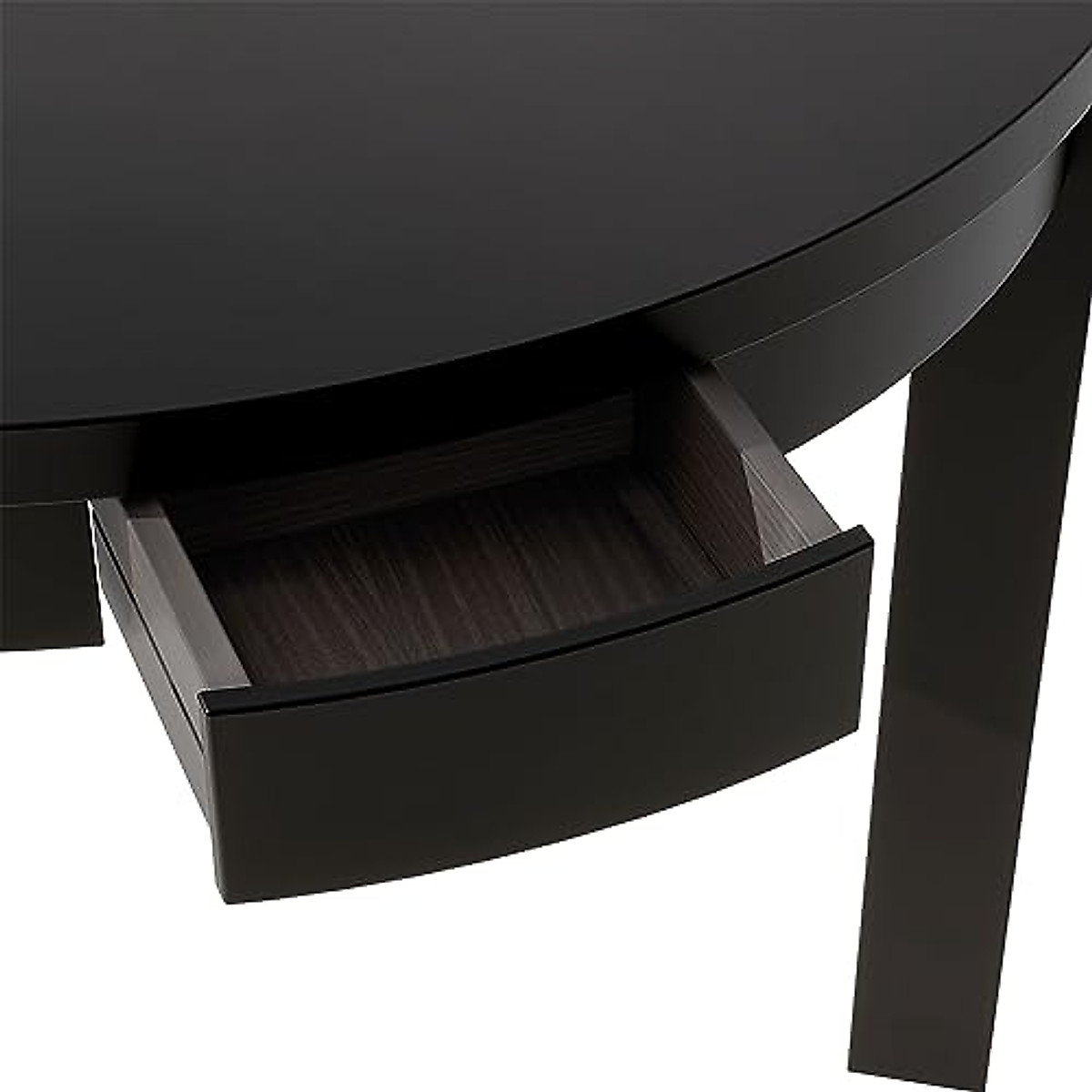 MengK Farmhouse 5-Piece Extendable Round Dining Table Set with Storage Drawers and 4 Dining Chairs,16" Removable Leaf, Espresso